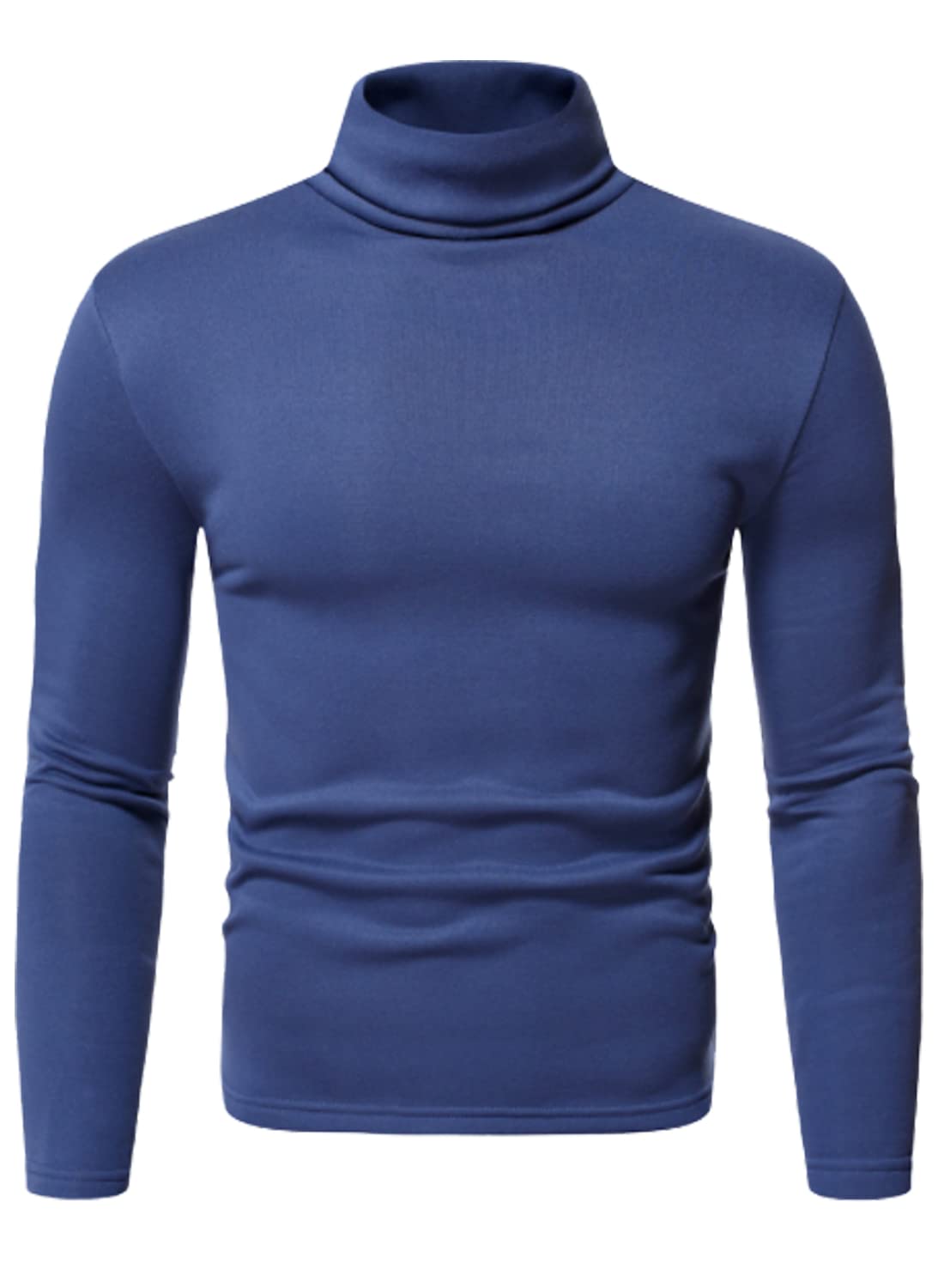 MAQUIDE Turtleneck Men Long Sleeve Thermal Underwear Sweater Mock Turtleneck Base Layer Shirt for Men Blue