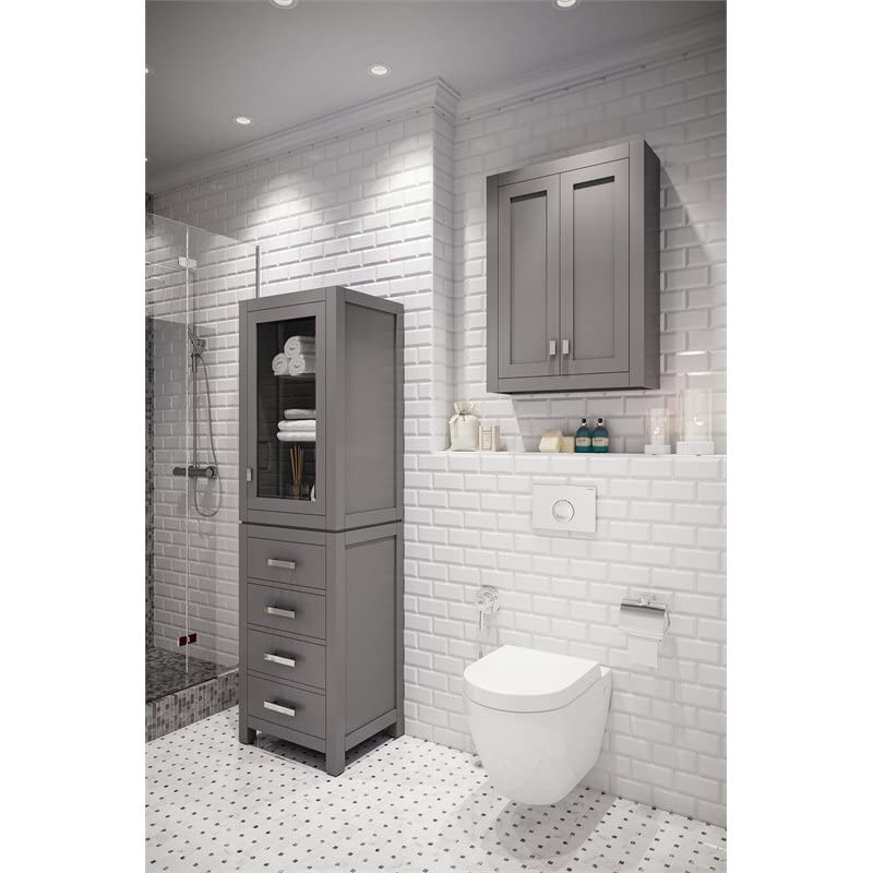 Water Creation Madison 33" Solid Hardwood Medicine Cabinet in Gray/Chrome