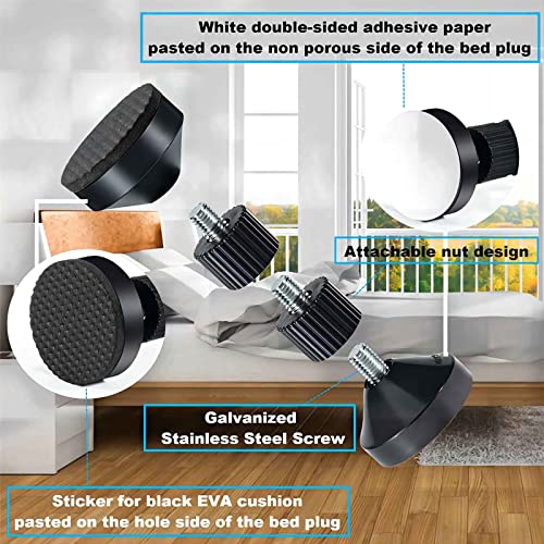 Qbily Adjustable Bed Headboard Stoppers 2 Pack - No Punching Required Headboard Stoppers for Wall Bed Stoppers for Headboard Shockproof Tool, Black (1.65β~ 3.55β)