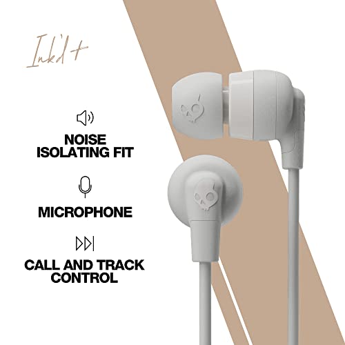 Skullcandy Ink'd+ In-Ear Wired Earbuds, Microphone, Works with Bluetooth Devices and Computers - Mod White (Discontinued by Manufacturer)