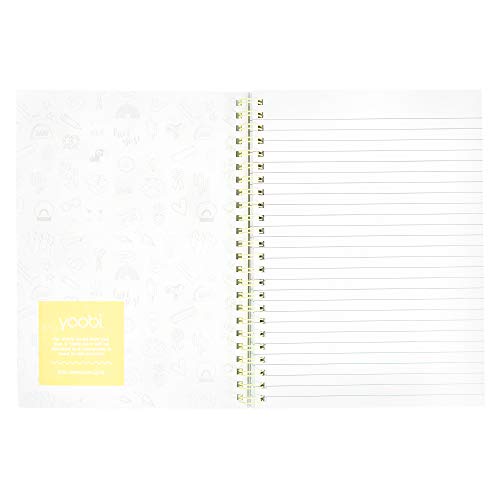 Yoobi College-Ruled Spiral Notebooks with Pencil Zipper Pouches | Fun Green Avacado Print | Cute Rainbow Glitter | 2-Pack | 60 Sheets, Multicolor