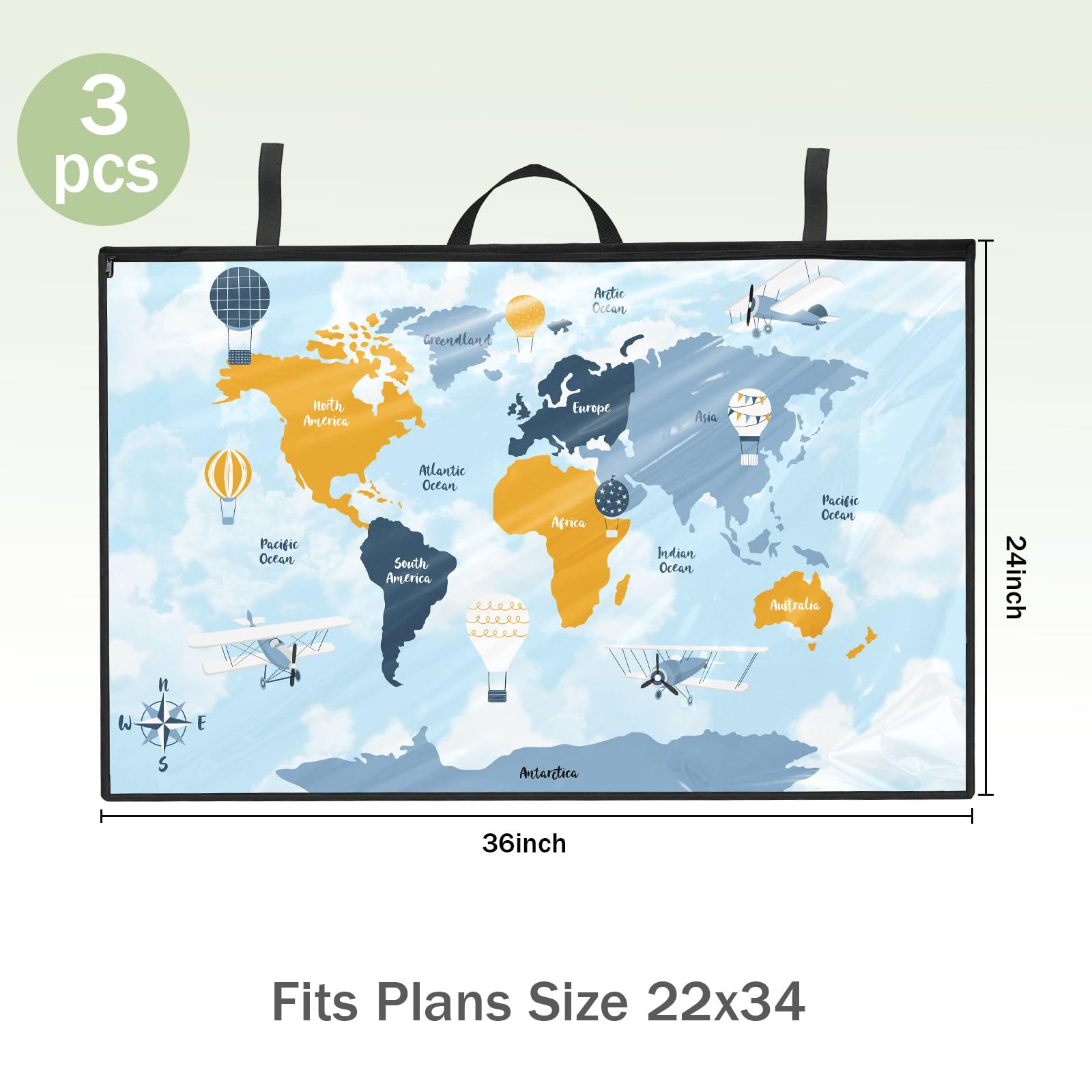 Tanlade 3 Pcs Blueprint Holder Foldable Waterproof Plans Shield Waterproof Map Case Construction Plan Holder Art Portfolio Bag Fits Plans Size 22 x 34 for Document Blueprint Map Plan Poster Painting