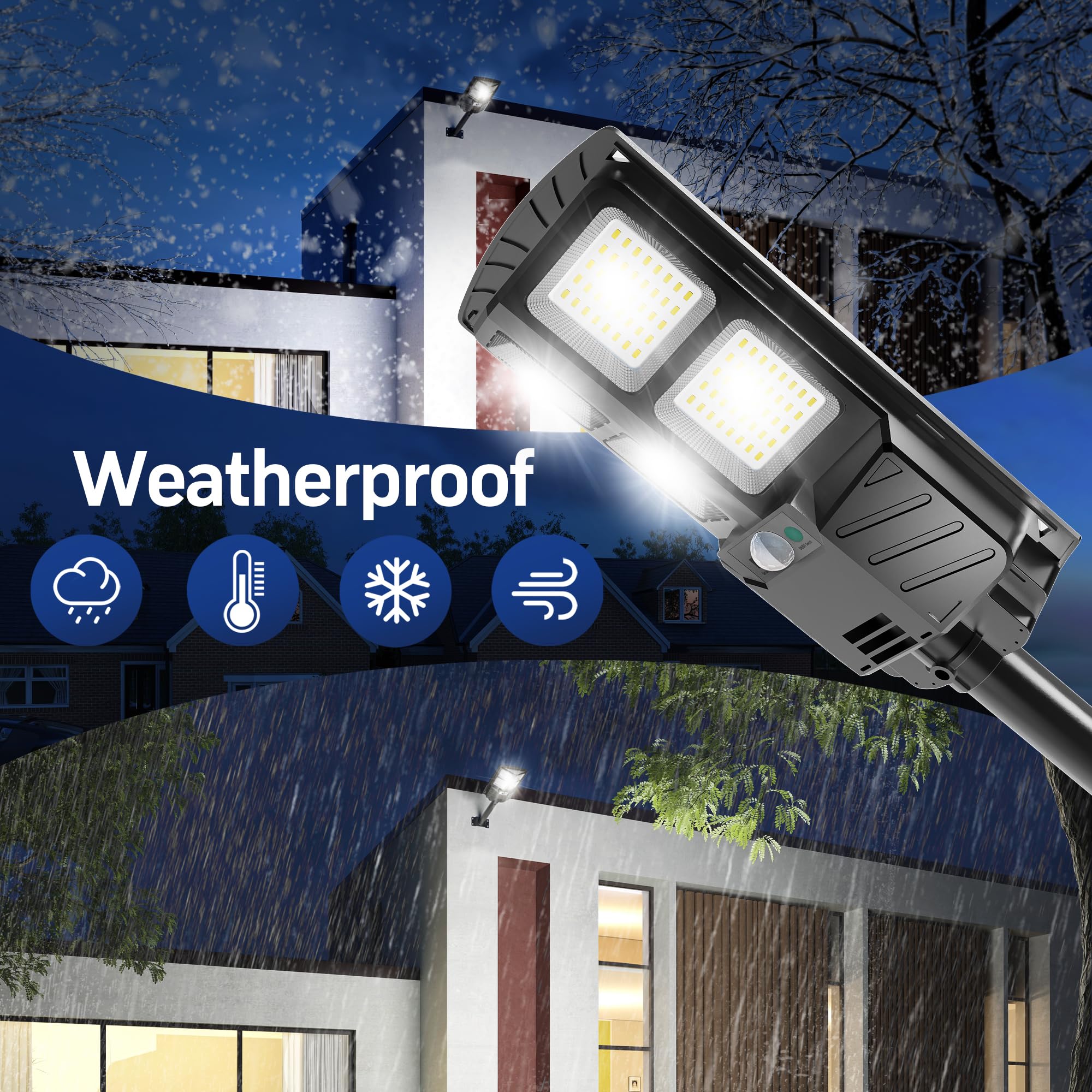 RKLAMPTECH Solar Street Lights Dusk to Dawn Solar Parking Lot Lights with Motion Sensor Remote Control, Commercial Solar Lights for Outside, Backyard, Garage, Farm, Garden - 2 Pack - 400W