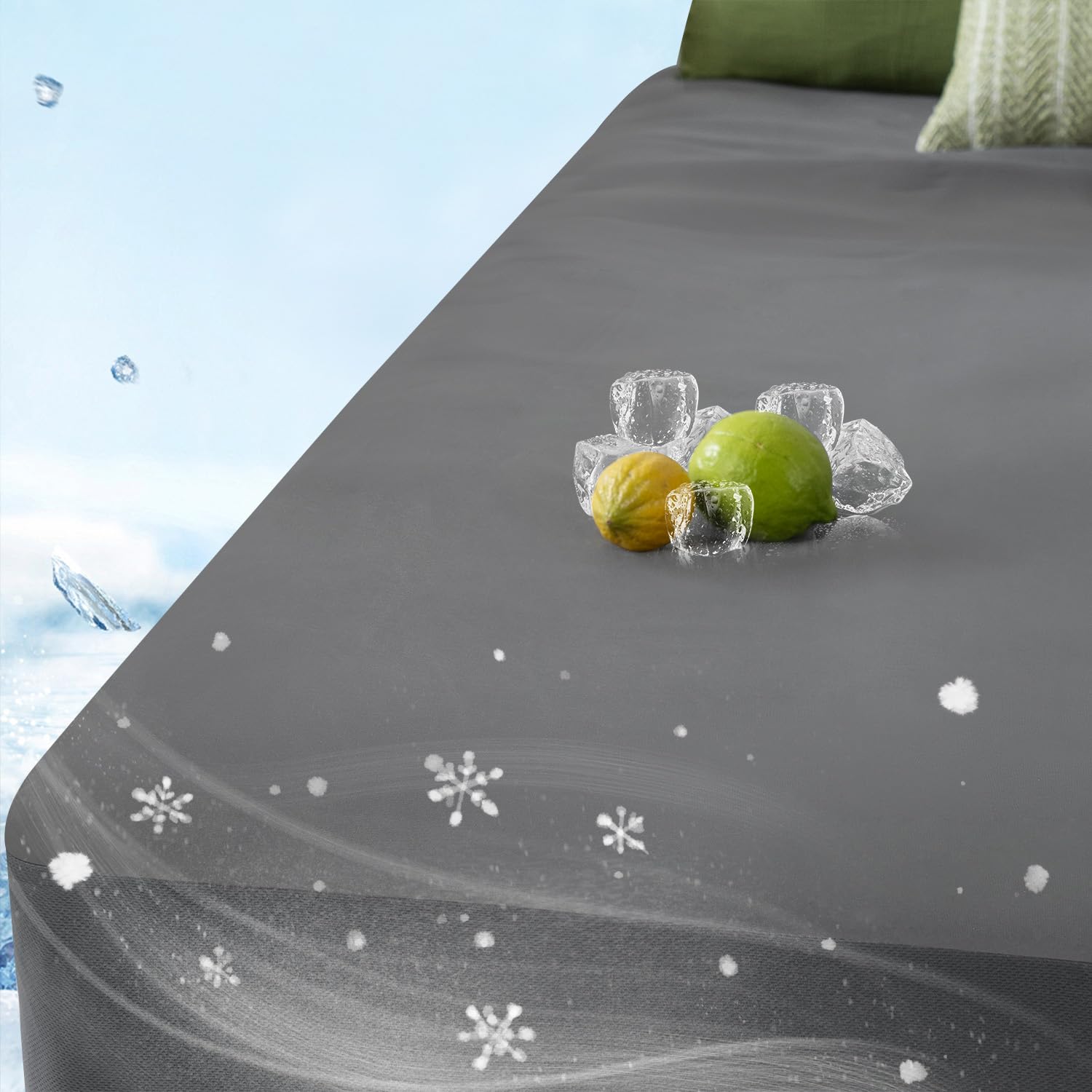 QUEEN ROSE Cooling Mattress Pad Queen Size, Cooling Mattress Protector Cover for Hot Sleepers, Fitted Sheets with a Deep Pocket Fits Up to 18” Mattress, Grey
