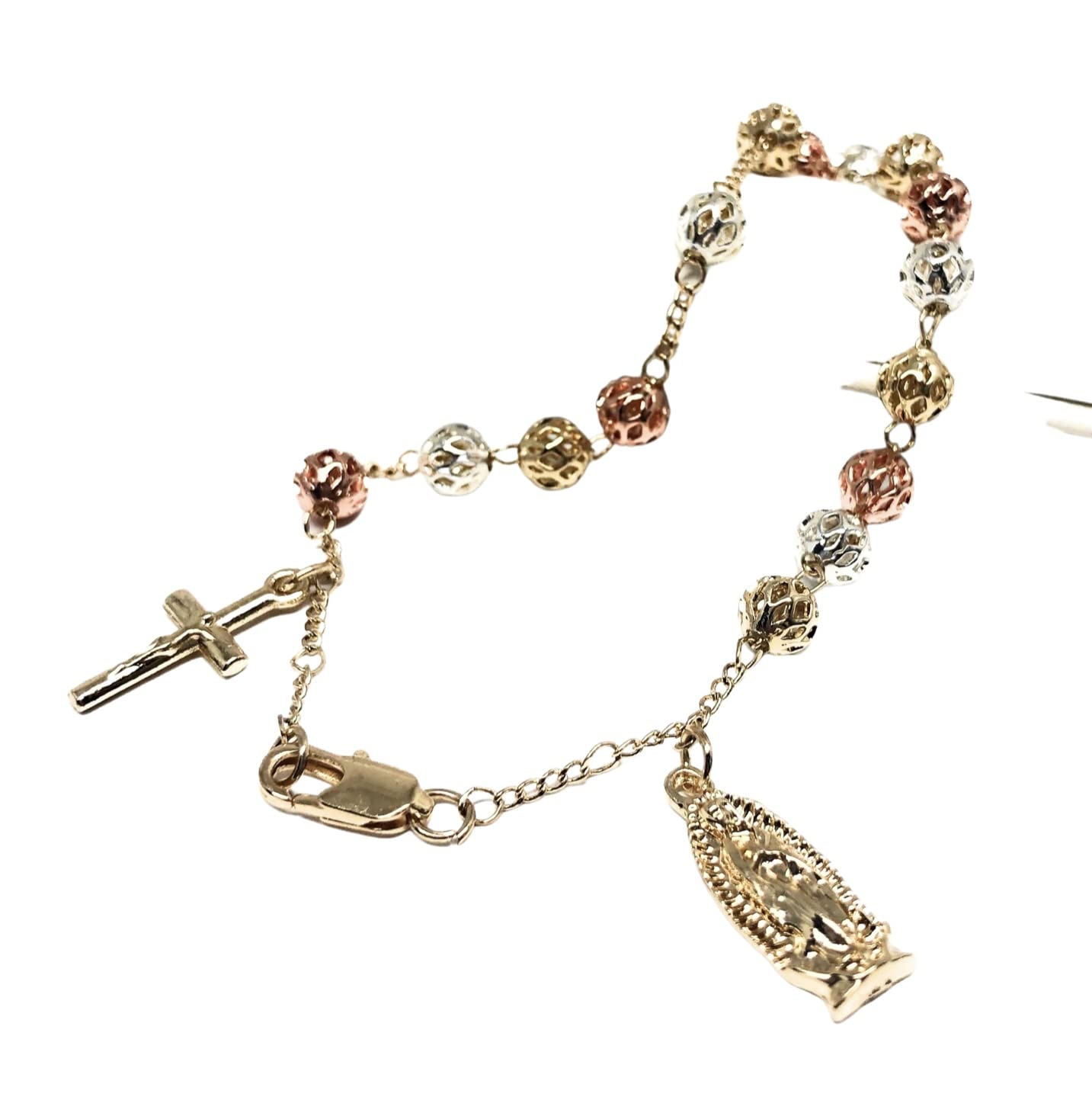 Fran & Co. Virgin Mary Bracelet Virgen De Guadalupe Pulsera Tres Colores Oro Laminado 8ā