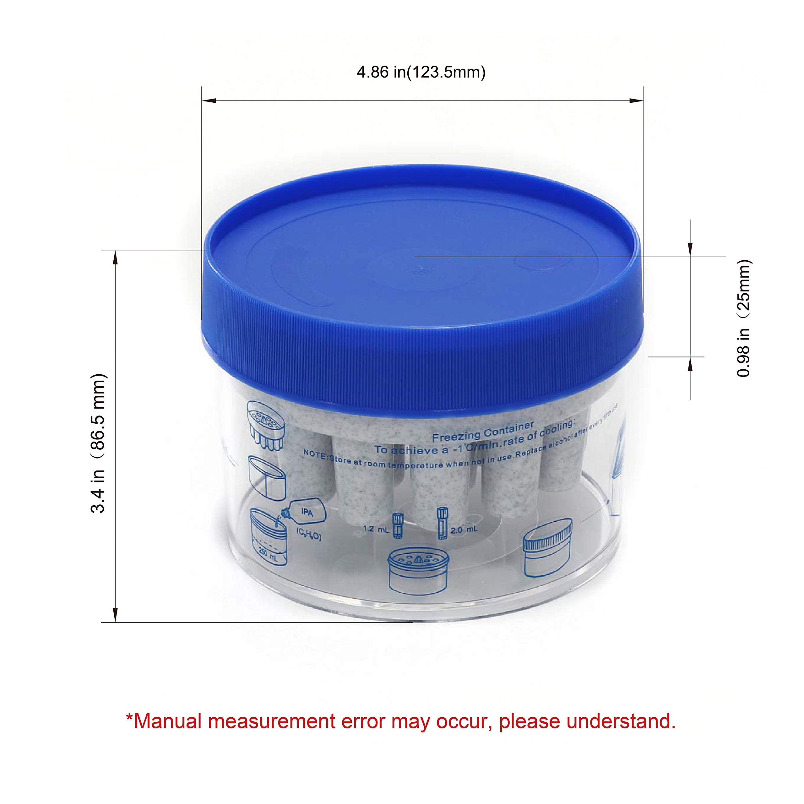 ULAB Scientific Cryo-Safe -1℃(-33.8℉) Freezing Container, Polycarbonate Jar with High-Density Polyethylene Closure, 18-Place Tube Holder, UCP1001