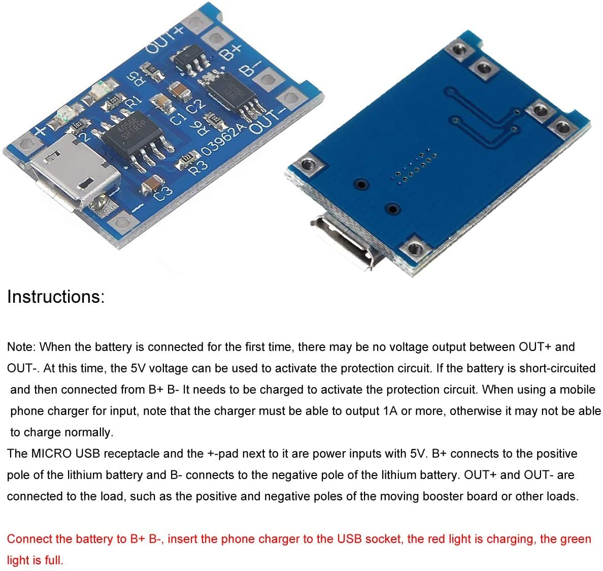 JoohcUngir 12pcs 18 650 Lithium Battery Charger Board 5V 1A TP4056 Charging Module with Battery Protection BMS and Charge Discharge Integrated Module 2A 5V Charging Boost Mobile Power Protection