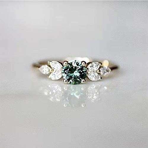 Gixaxak 18K Gold Plated Oval Simulated Emerald Engagement Ring Women Wedding Engagement Gemstone Promise Engagement Ring 7