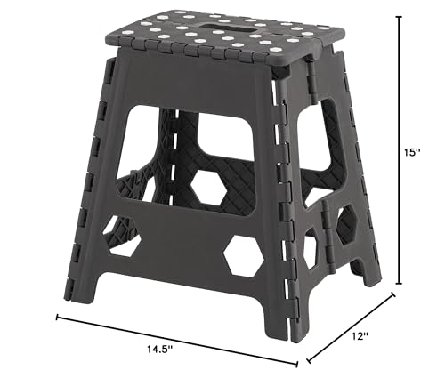 Superio Superio Folding Step Stool 15 Inch with Anti Slip Dots (Grey)