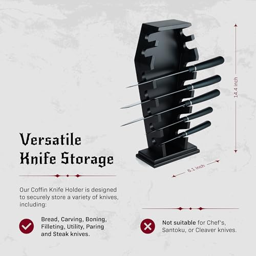Littlesy Coffin knife holder with 14 Magnets- Gothic Kitchen decor Goth kitchen accessories & gothic knife holder Gothic home decorations (Without Knives)