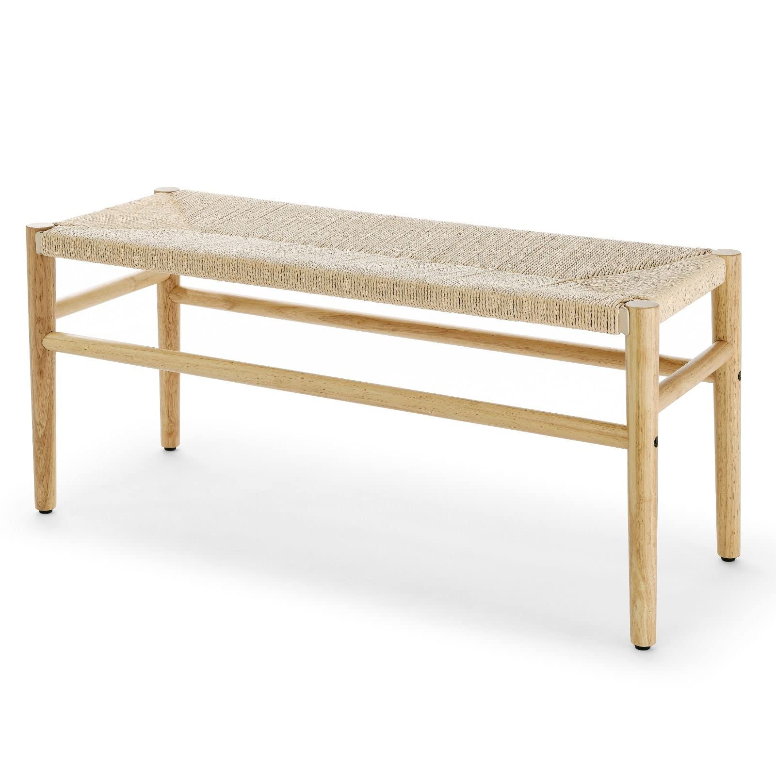 FRITHJILL Bench, 39.5-inch Bedroom Bench Bedroom End of Bed with Paper Cord Design, Farmhouse Bench for Dining Room