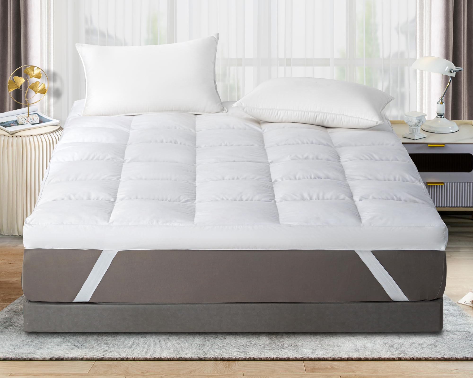 ZUBISU Goose Down & Feather Mattress Topper RV Bunk Size, 5 Inch Goose Down Bed Mattress Pad, Hotel Collection 2500 GSM Extra Thick Topper, Hand Made Breathable Cotton Fabric (RV Bunk, 28"x75")
