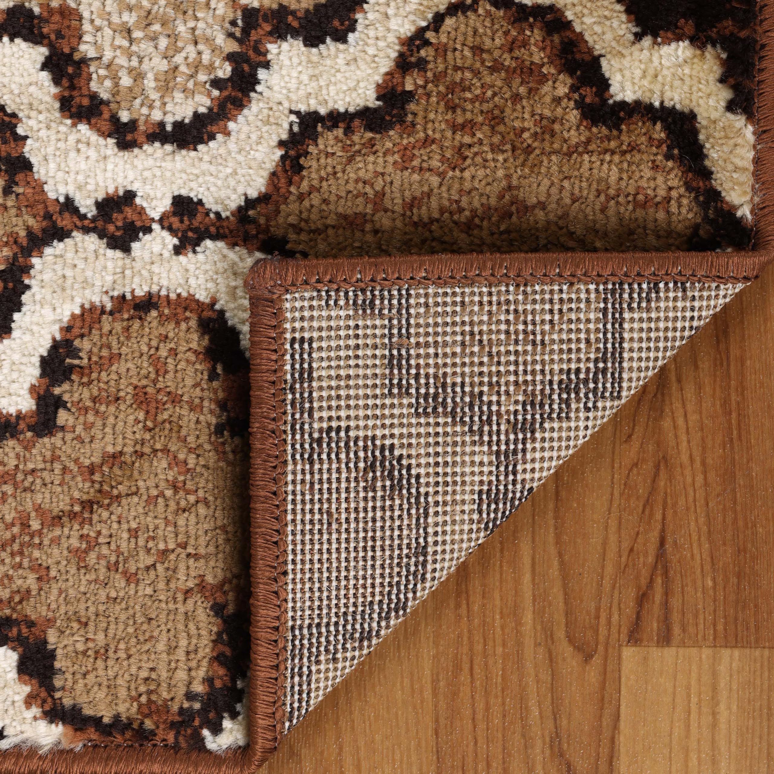Superior Indoor Large Area Rug, Jute Backed, Perfect for Living/ Dining Room, Bedroom, Office, Kitchen, Entryway, Modern Geometric Trellis Floor Decor, Viking Collection, 5' x 8', Brown