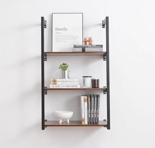 ZEROVIDA Wall Bookshelf,3 Tier Includes Wood Panel,Floating Shelves,Wall Shelves,Bathroom Shelves,Wall Shelf,Shelves for Bedroom,Industrial Pipe Shelving