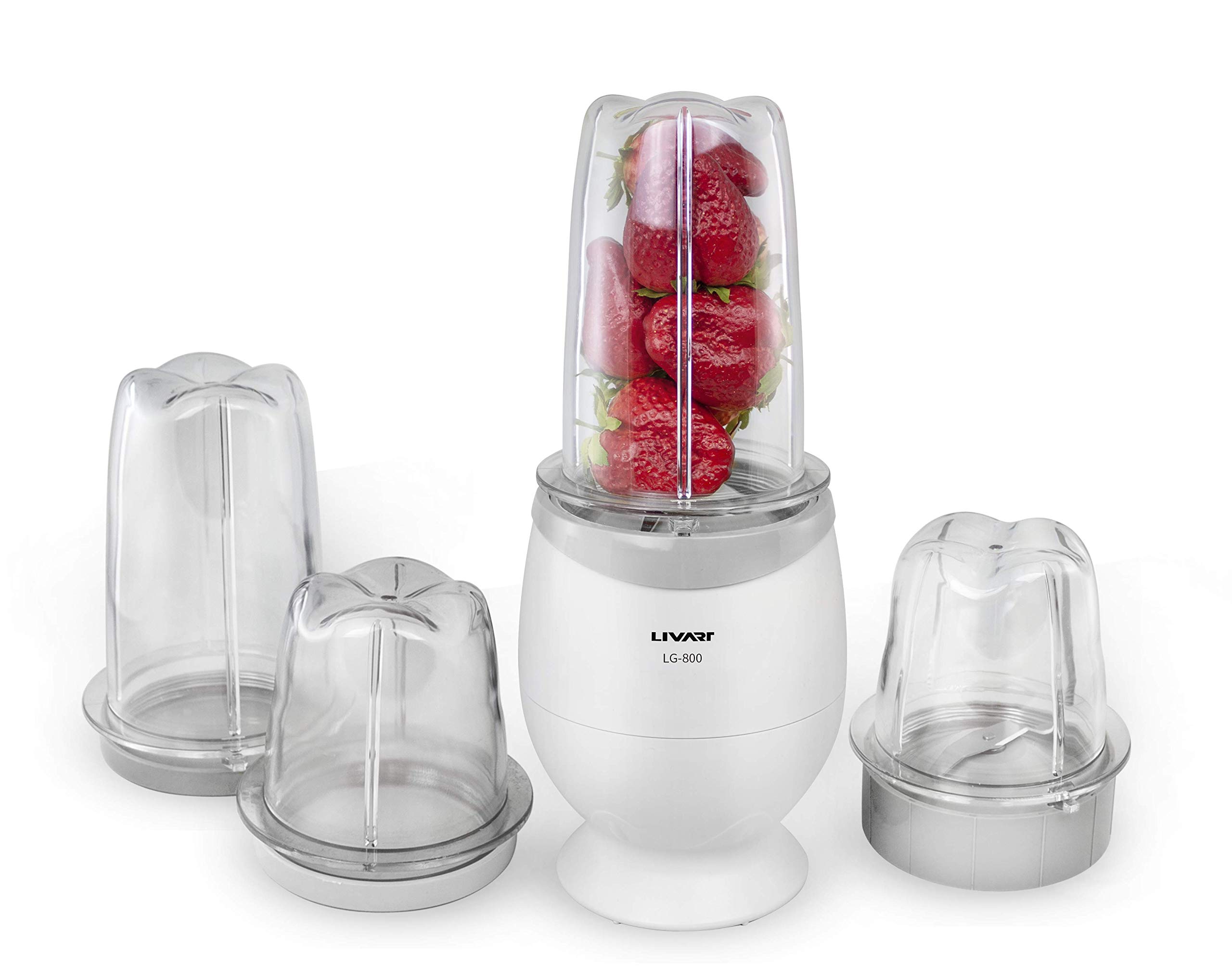 Livart Mini Mixer High-Speed Blender with Two 400ml and two 300ml mixing containers / Shake Maker Mixer System, White, MADE IN KOREA