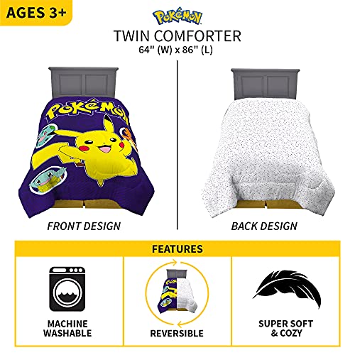 Franco Kids Bedding Super Soft Microfiber Comforter, Twin, Pokemon Pikachu