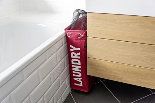 Red Laundry Basket Corno - thin Laundry Hamper with wheels - small space laundry bin - narrow hamper, laundry collector, laundry basket with wheels