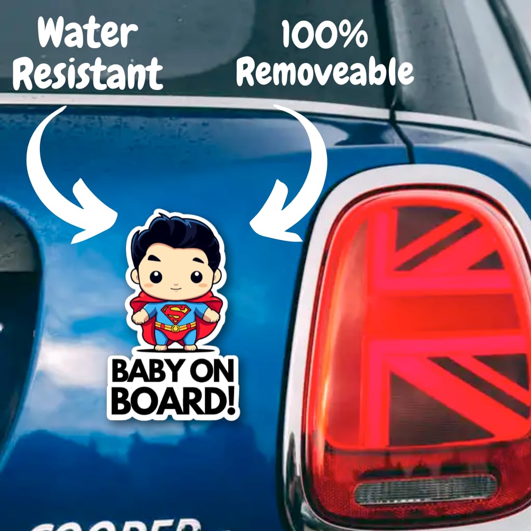 Stixorama - Cute Spider Baby on Board Sticker for Car Window or Bumper - Removable Baby on Board Sign - No Magnets, Suction Cups, or Paint (Spidermain)