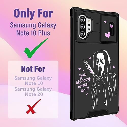 oqpa for Samsung Galaxy Note 10 Plus Phone Case Cute Cartoon Case for Galaxy Note 10 Plus for Women Girly Kawaii Funny Cover with Camera Cover+Ring Holder for Note 10+ Plus, Heart Skull