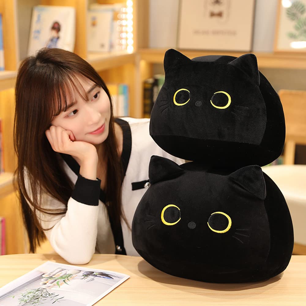 SecretCastle Black Cat Plush Toy Pillow Soft Plush Doll Cat Plushie Cat Pillow,Stuffed Animal Lifelike Toys (7.8‘’/20 cm)