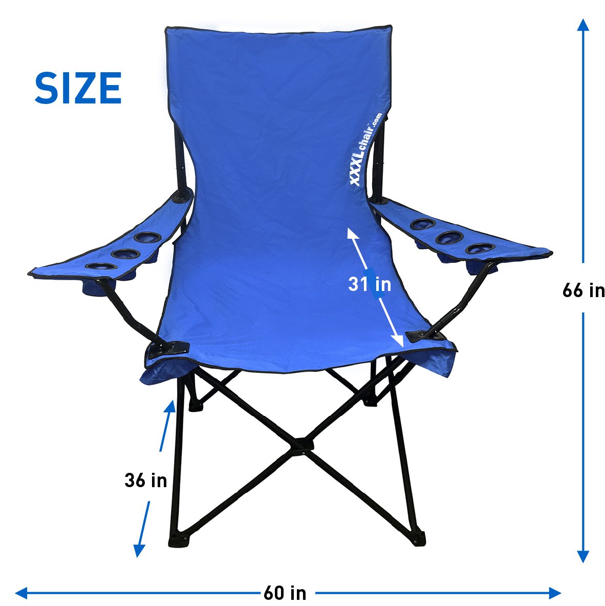 Giant Oversized Big Portable Folding Camping Beach Outdoor Chair with 6 Cup Holders! Fold Compact into Carry Bag!