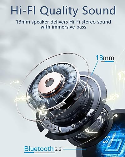 Mysic Wireless Earbuds,Bluetooth 5.3 Earbuds Built in 4 ENC Stereo Microphone Bluetooth Headphones 42H Playtime with Charging Case IPX7 Waterproof Mini in-Ear Earphones for iOS Android(White)