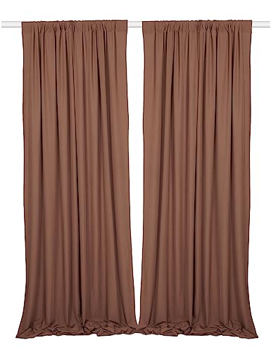 SHERWAY 2 Panels 4.8 Feet x 10 Feet Silky Soft Chocolate Brown Backdrop Drapes, Polyester Window Curtains for Wedding Party Ceremony Stage Décor (10% Transparency)