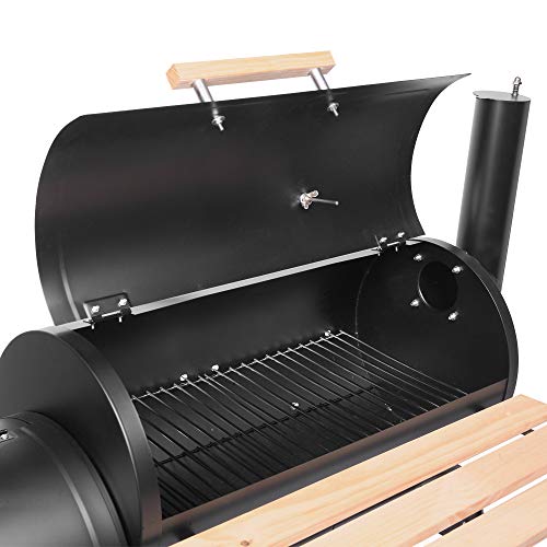 LDQS BBQ Charcoal Grill with Side Fire Box and Offset Smoker, Outdoor Picnic Barbecue Grill, Heat Control, Camping, Patio Backyard Cooking