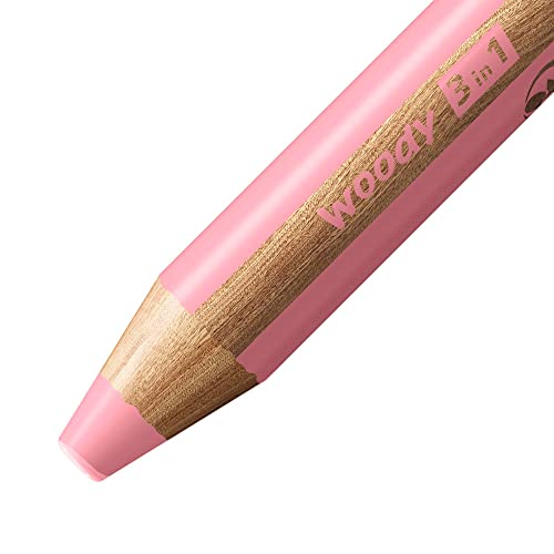 STABILO Multi-talented Pencil woody 3-in-1 - Box of 5 - Pastel pink
