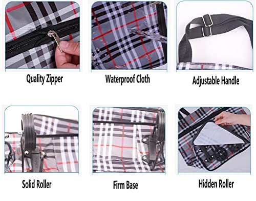 Upgrade Shopping Bag with Wheels Portable Trolley Bags Grocery Cart Hand Pulling Utility with Hand Straps Folding Shopping Cart- Larger Size & Waterproof & Strong(B0B8Y31PS5)