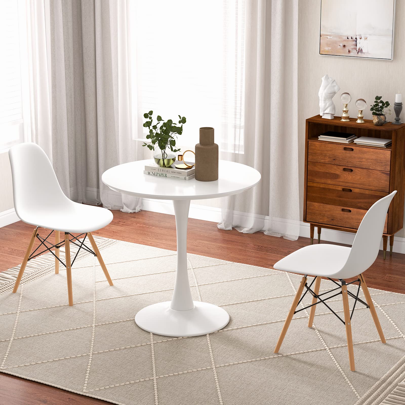Giantex 3-Piece Dining Table Set for 2 - Kitchen Table Chairs Set with 32β Round Table, Dining Chairs, Dinette Table Set for Small Spaces, Breakfast Nook Table Set, Dining Room Table Set (White)