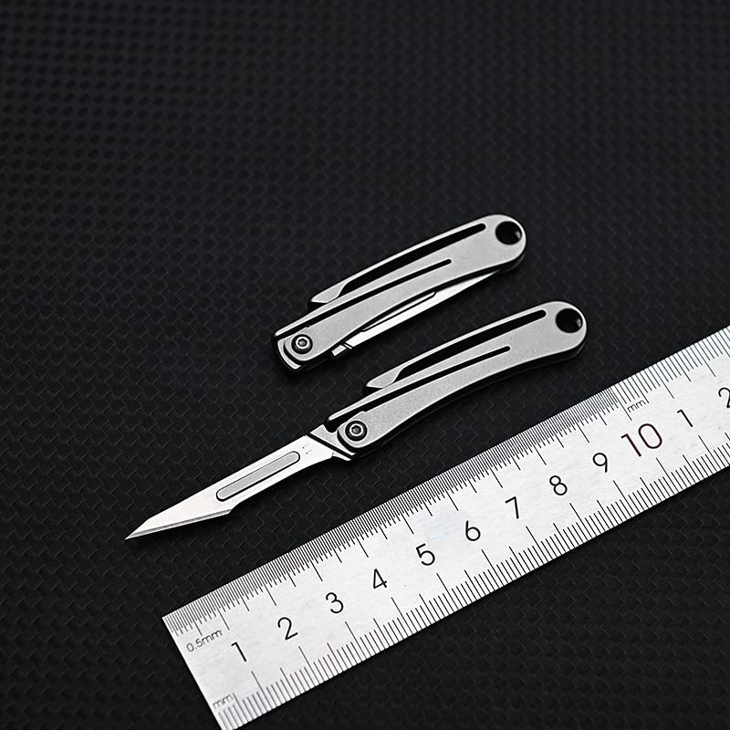 NBGDY Small Titanium Utility Knife,EDC Pocket Knife Folding Knife with 10 Blades,Ultralight Keychain Knife only 0.32oz.(kpq-1031)
