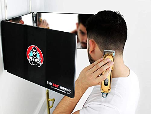 The 360 Mirror - Adjustable Telescoping Hooks - Self Haircut Mirror for Men - 3 Way Mirror for Hair Cutting - Mirror for Self Haircutting - Cut your Own Hair Mirror - Self Cut Mirror