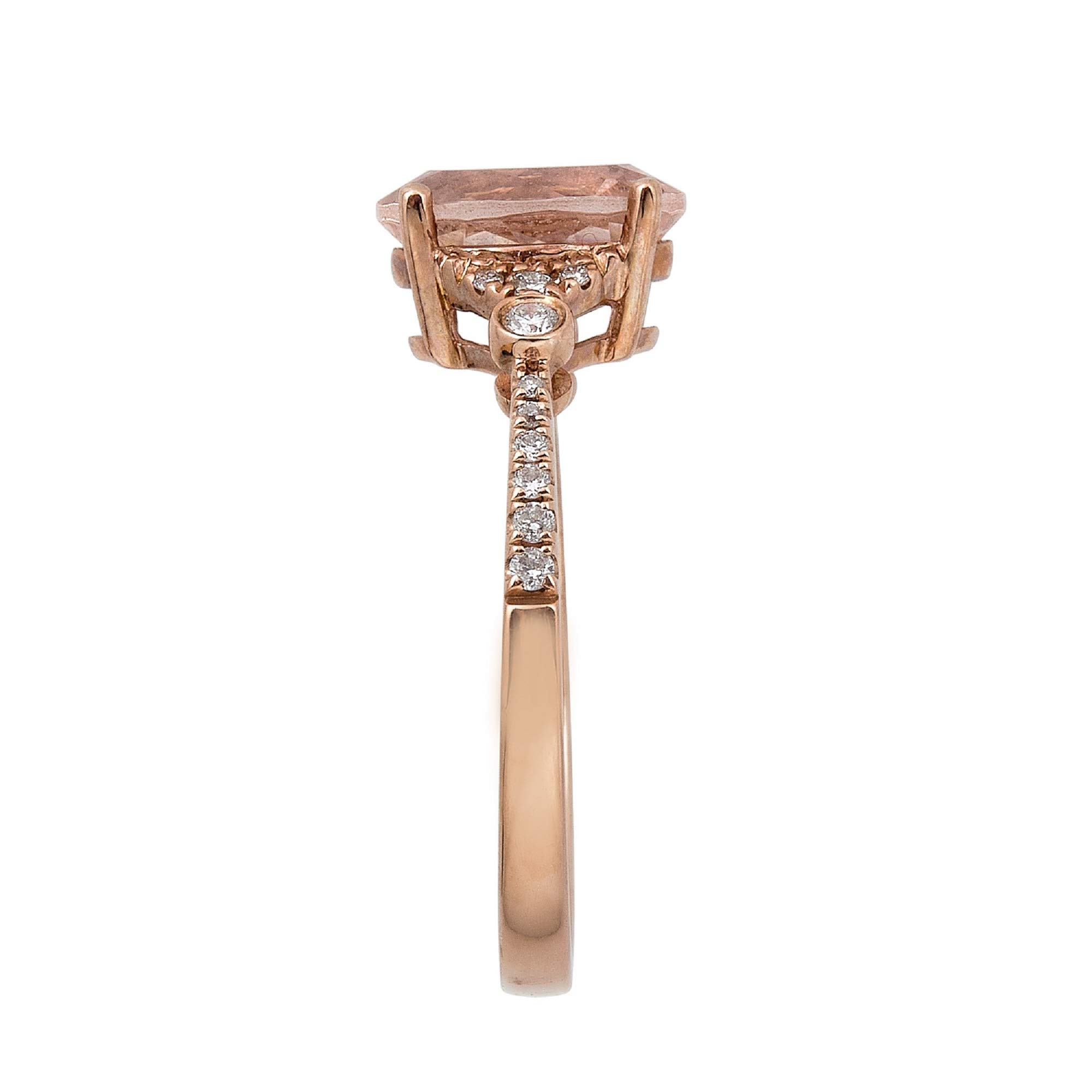 Gin & Grace 10K Rose Gold Natural Diamond (I1,I2) & Genuine Morganite Engagement Promise Propose Promise Ring for Women