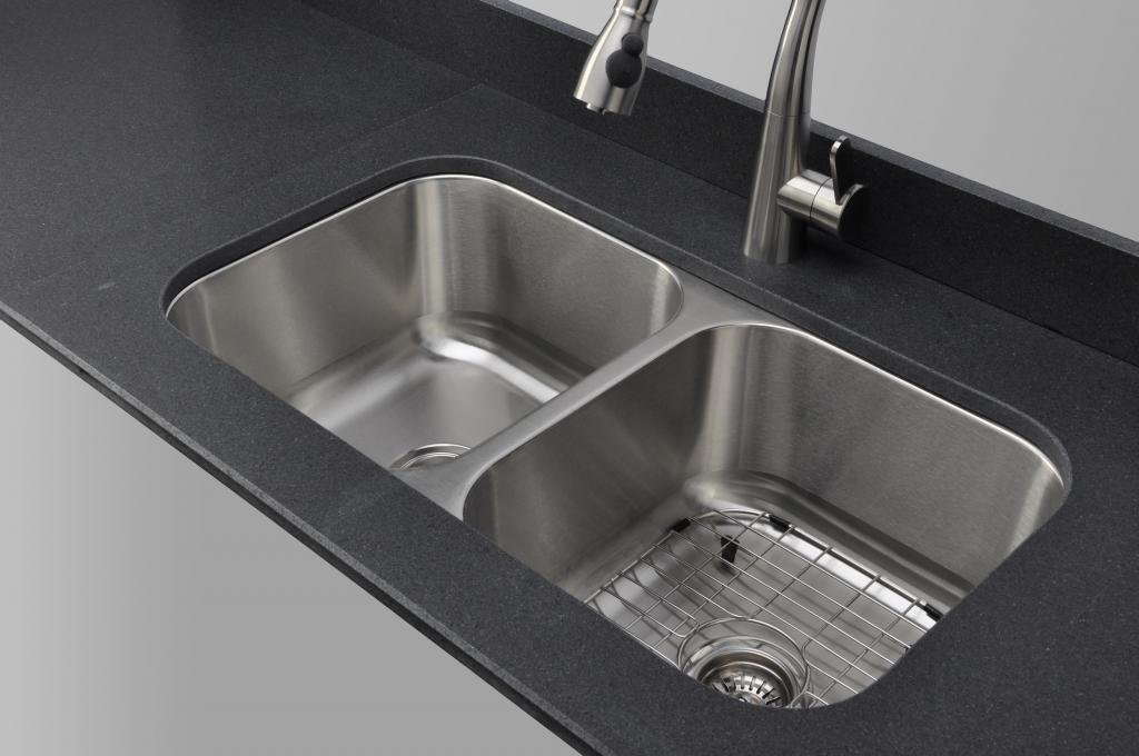 Wells Sinkware CMU3318-99-16-1 Craftsmen Series Stainless Steel Kitchen Sink Package, 33" 50/50 9" Deep, Brushed Matte Finish
