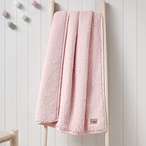 UGG 25110 Blakely Baby Blanket Comfy Cozy Machine Washable Luxury Throw Blankets for Newborn Babies Plush Sherpa Blankie Soft Gentle on Skin, 41 x 31-Inch, Pink Shell