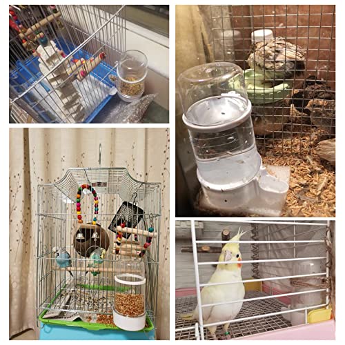 Parakeet Water Dispenser No Mess Parrot Food Seed Dispenser Bird Automatic Waterer Feeder Container Cockatiel Cage Accessories for Parrot Finch Budgie Lovebirds Canaries 2PCS(450ml)