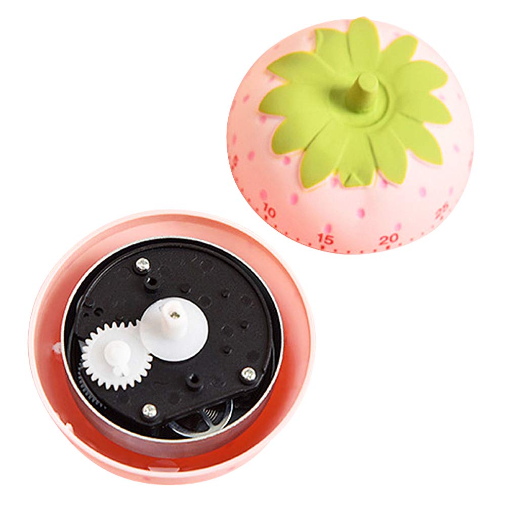 MONLIYA Kitchen Timer Cute Fruit Cookie Kitchen Timer | Novelty Manual Cooking Timer | Fun Shaped Mechanical Timer for Kitchen Alarm Home Desktop Decor (Strawberry) Windup