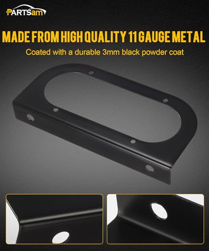 Partsam 2Pcs 6" Oval Tail Light Mounting Brackets [L Shaped] [3mm Powder Coated Steel] [Ultra Sturdy] [Versatile Horizontal Mounting] for 6" Oval Taillights On Truck Trailer RV Grommet Flush Mount