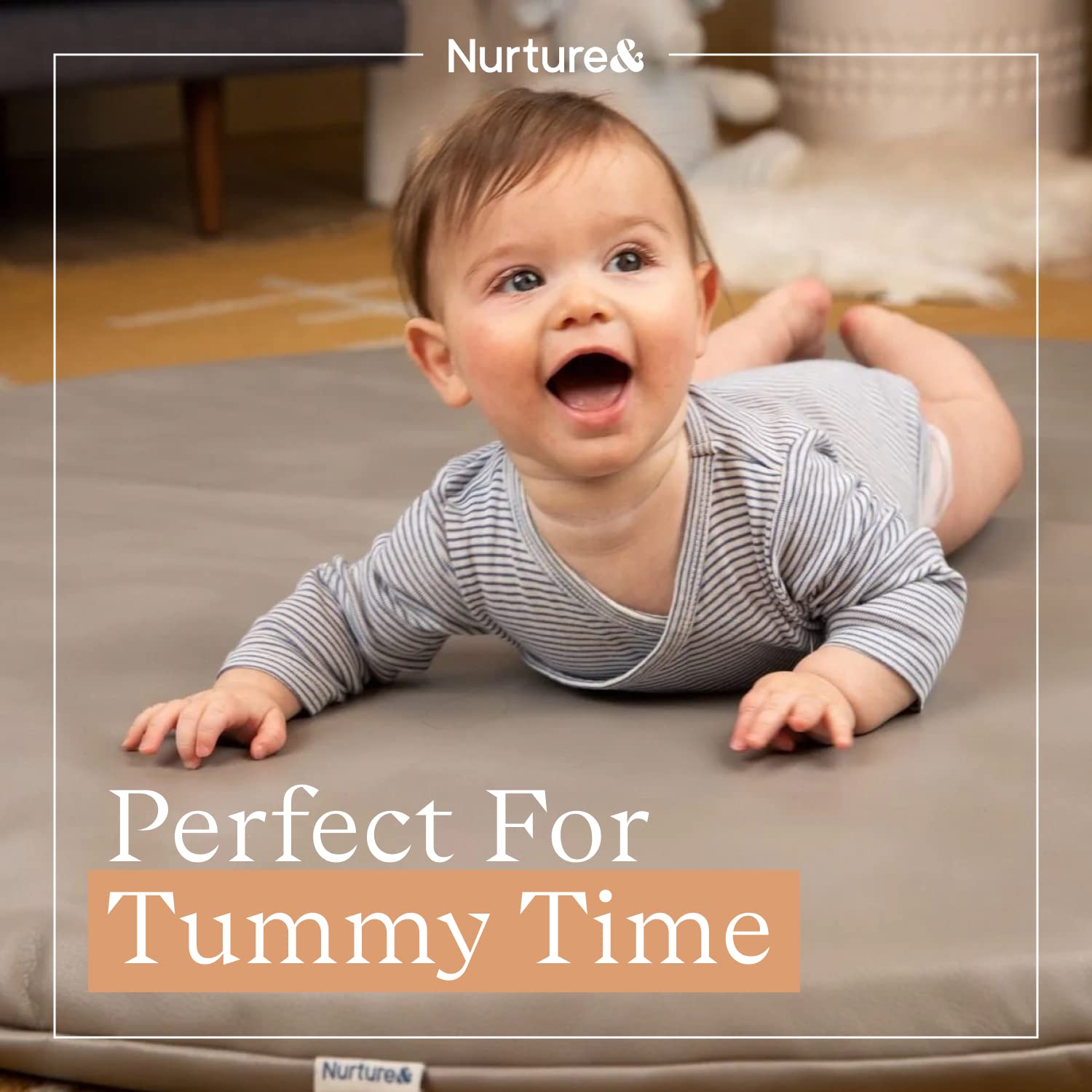 Nurture& Baby Padded Play Mat | Non-Toxic Foam Floor Activity Pad for Babies, Toddlers, Infants | Activity, Tummy Time, Crawling (Max 51" x 76", Olive)