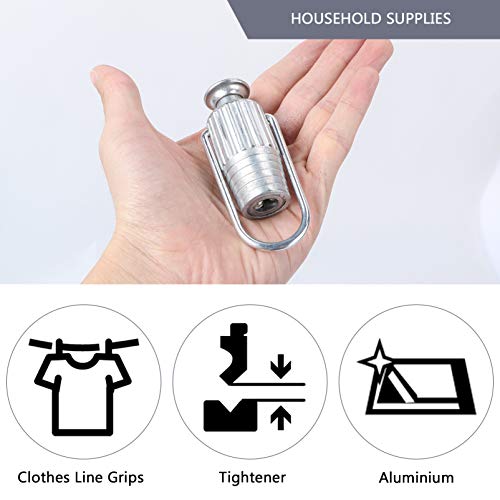 TOPBATHY Clothesline Tightener Sunline Line Tight Grips Tools Aluminium for Pulleys and Fixed Clothes Lines Household Laundry Supplies 2pcs