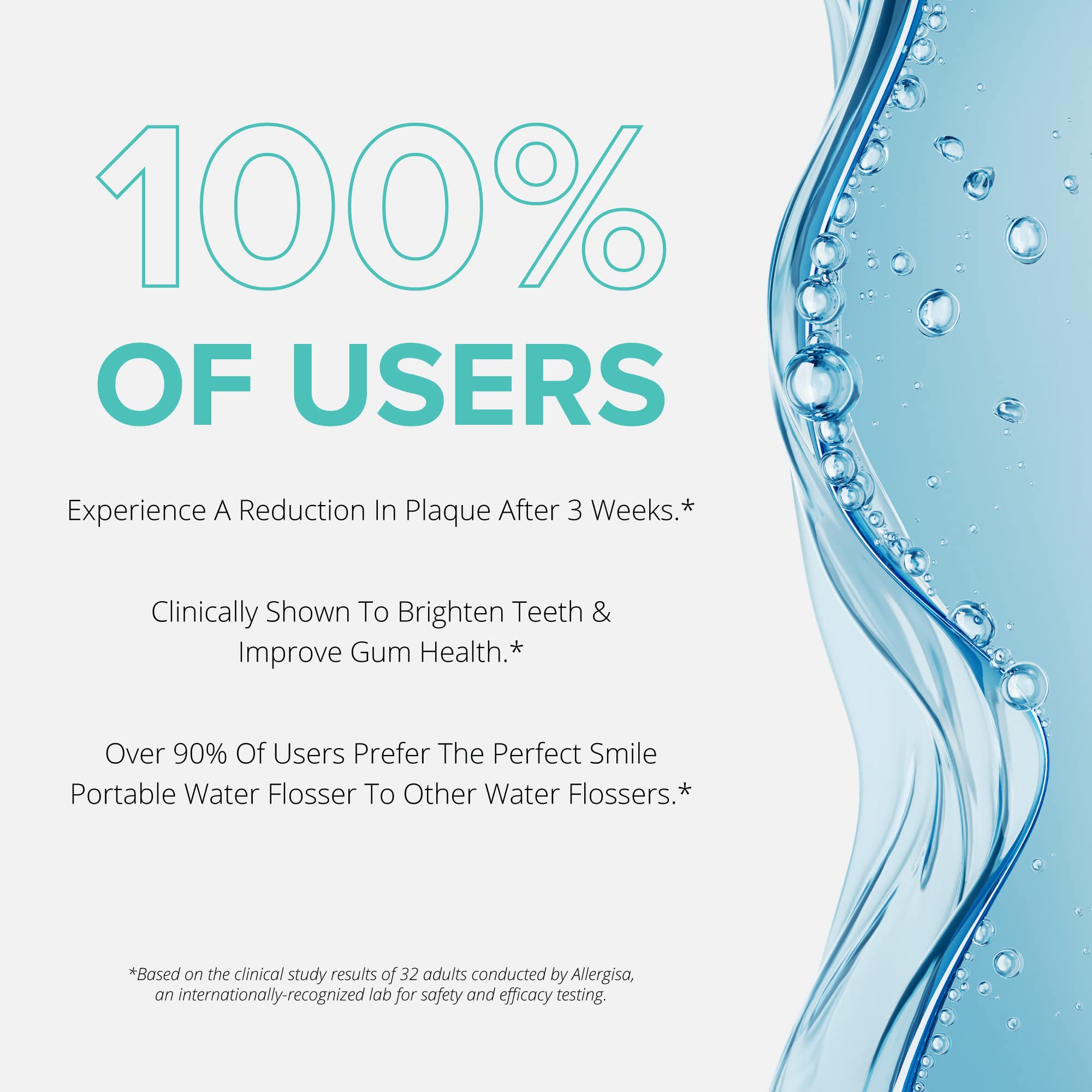 Perfect Smile Handheld Water Flosser | Makes Flossing Easy for Grownups & Kids - Wireless + Rechargeable - Clinically Proven to Remove Plaque | Dentist-Trusted