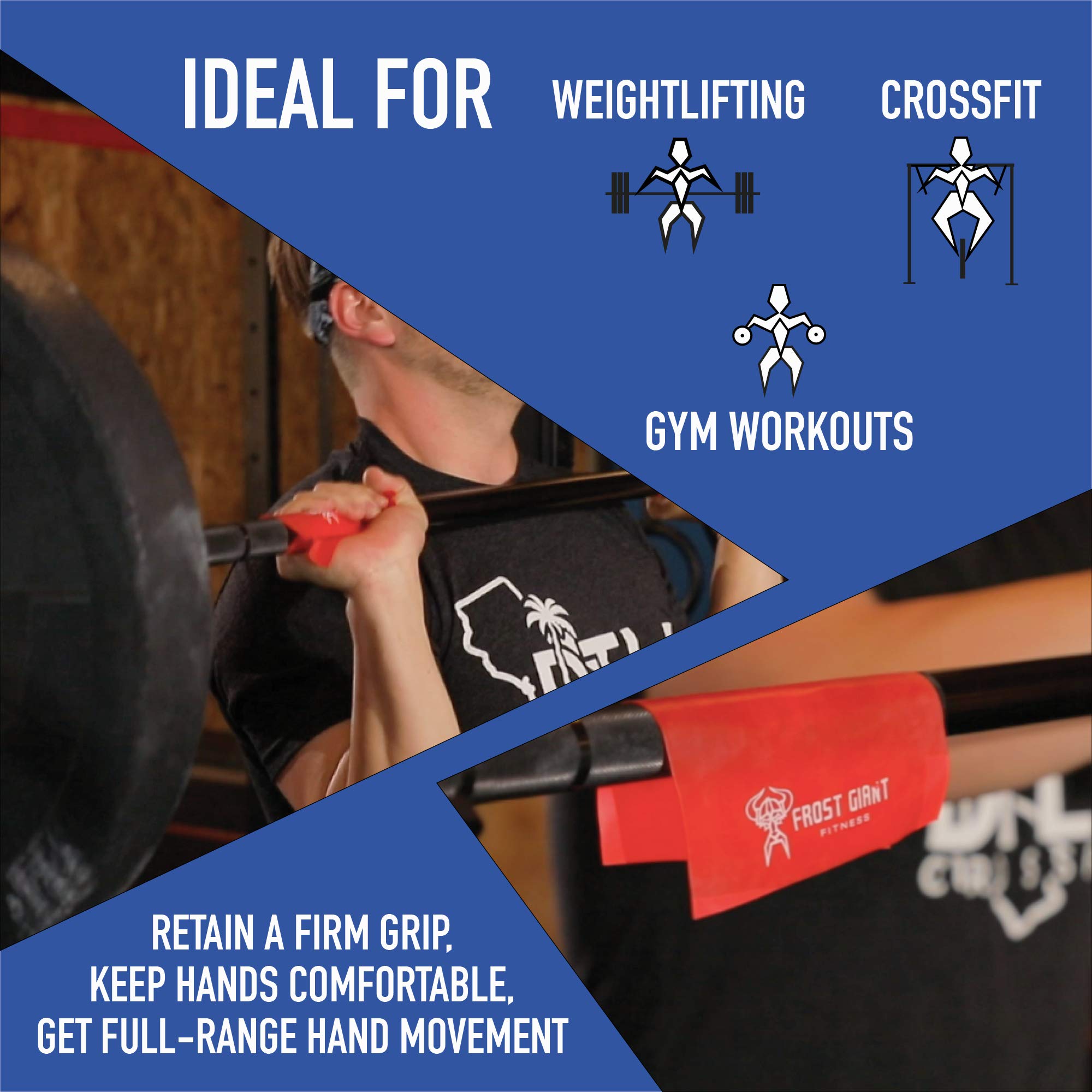 Frost Giant Fitness: Grip, Nonslip, Palm & Hand Protectors (Mess Free Chalk Replacement, Reusable & Washable) | Comfortable Grips for HIIT, Pull-Ups, Weightlifting, Barbell, Dumbell & Chin Ups