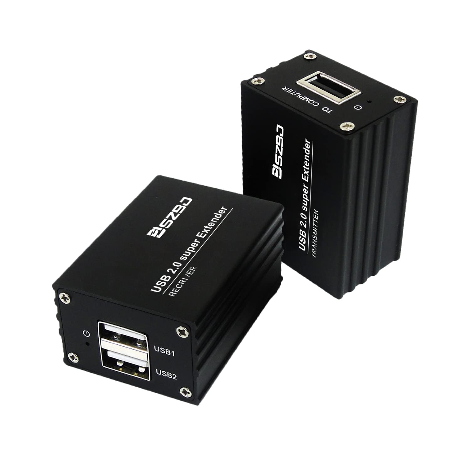 SZBJ USB Extender Over RJ45 Cat5E/6 up to 230ft Ethernet Cable Extender with Power Adapter with 2 USB2.0 Output - Full USB 2.0 Support for Keyboard, Dongle,Mouse, Webcam, and All Operating System 102