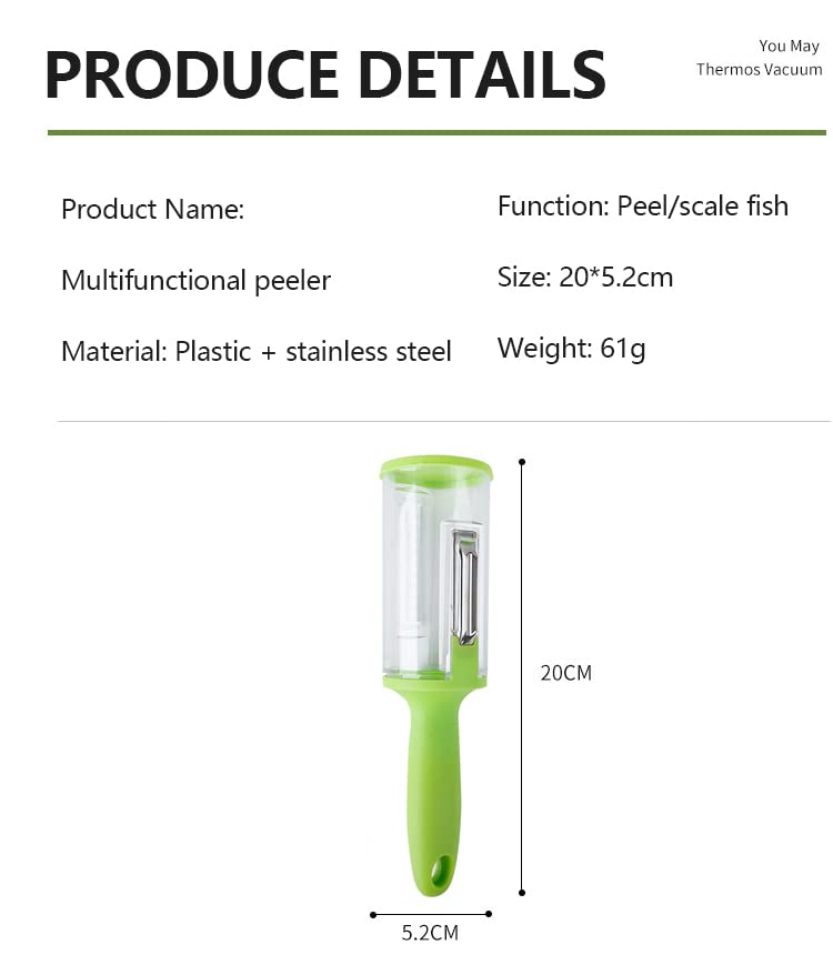 Fruit Vegetable Peeler With Storage -Modern Design Fruit Peeler Potato Peeler For Kitchen Make No Mess First Peeler With Storage Box Easy Use Easy Wash Fish Peeler Easy Grip Cucumber Peeler.