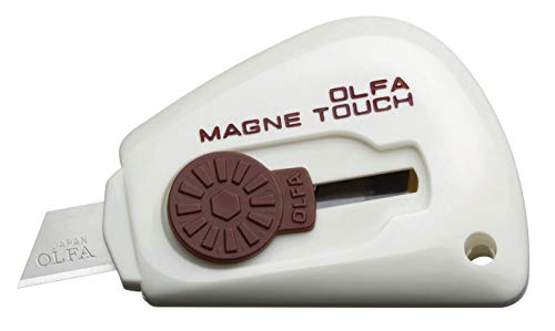 OLFA Magnetic Touch Knives (TK-3M/2P) - Multi-Purpose Disposable Mini Pocket Sized Utility Knife Box Cutter w/ Retractable Stainless Steel Blade & Keychain Hole (2 Pack)