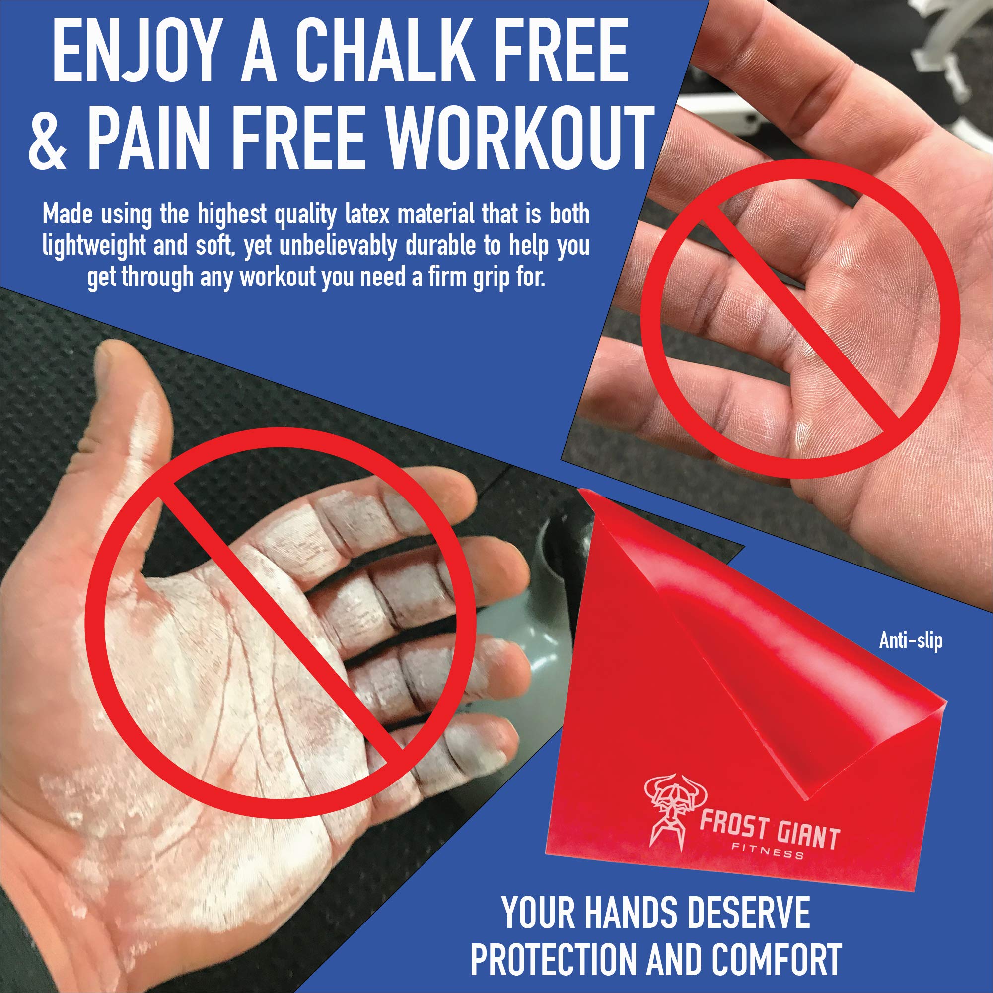 Frost Giant Fitness: Grip, Nonslip, Palm & Hand Protectors (Mess Free Chalk Replacement, Reusable & Washable) | Comfortable Grips for HIIT, Pull-Ups, Weightlifting, Barbell, Dumbell & Chin Ups