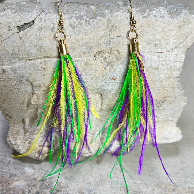 Mardi Gras Dangle Earrings for Women,Mardi Gras Accessory Carnival Parade Party Favors Gifts (D)