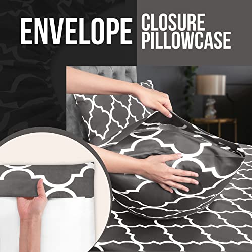 Utopia Bedding King Sheet Set, Soft Microfiber 4 Piece Bed Sheets with 16" Deep Pocket - Easy Care Brushed Microfiber (Quatrefoil - Grey)