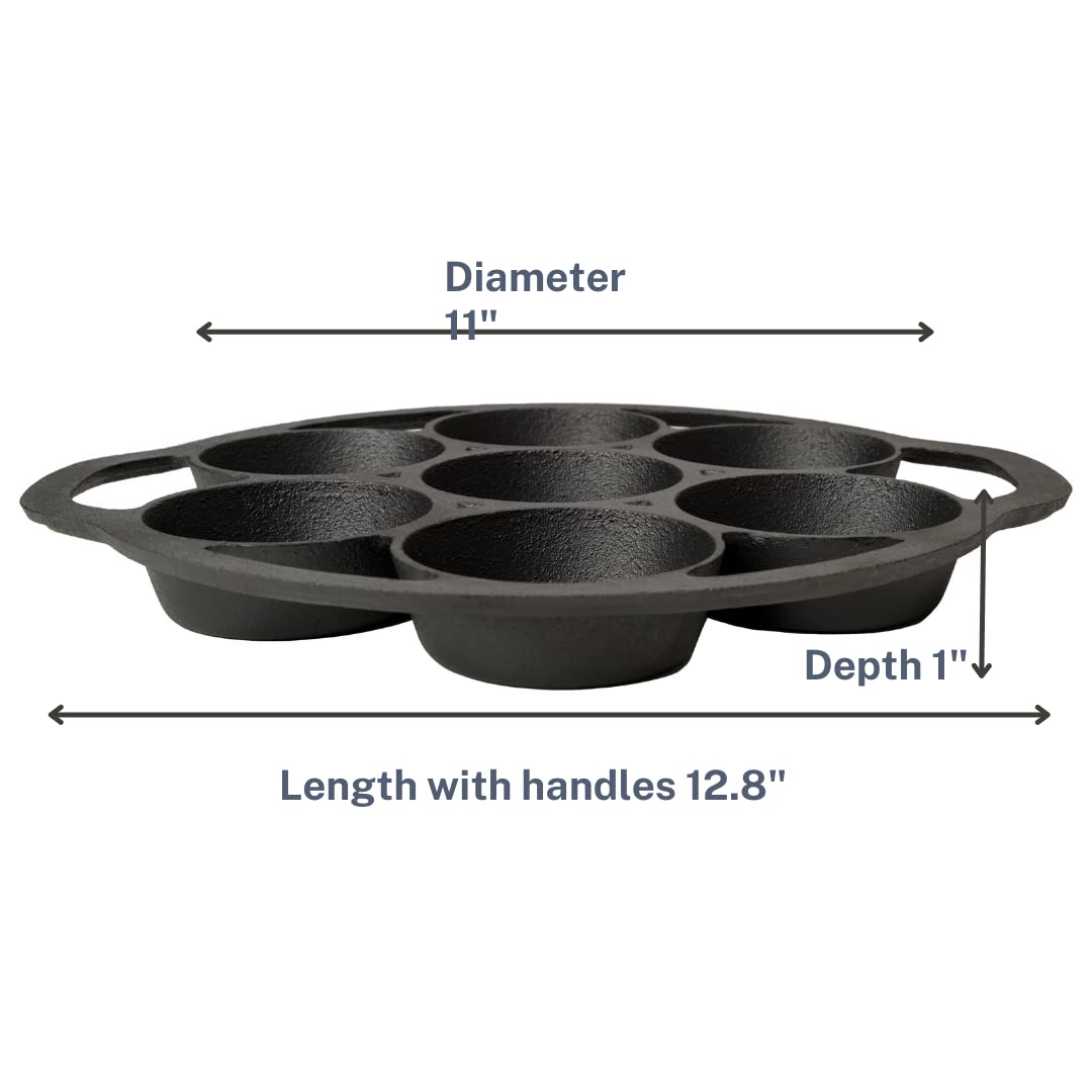 KUHA Biscuit Pan - Pre-Seasoned Cast Iron Skillet for Baking Biscuits, Muffins, Mini Cakes - with Silicone Trivet